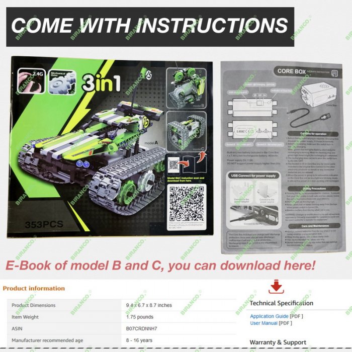 RC Tracked Racer Building Kit for 8 and 16 Years Old Kids